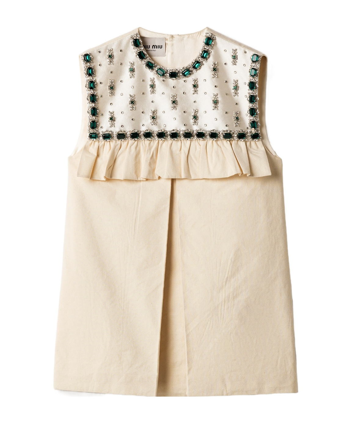 MIU MIU Miu Miu Embroidered Canvas Mini-Dress